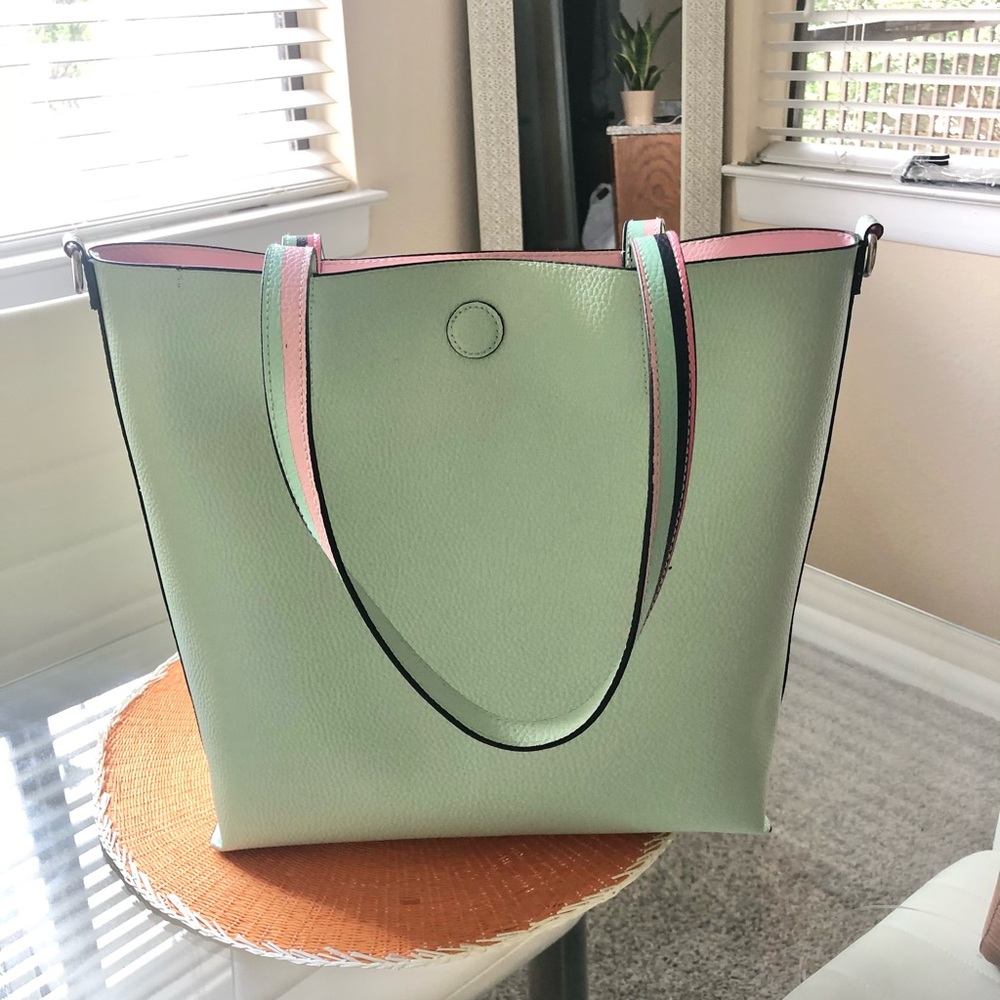 Lime Green Leather Tote Bag - Gem